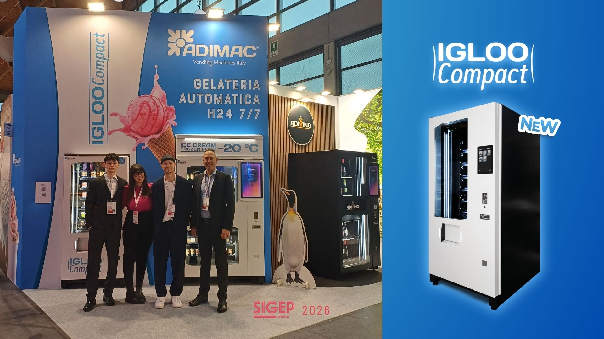 Compact vending machines for ice cream and frozen foods
